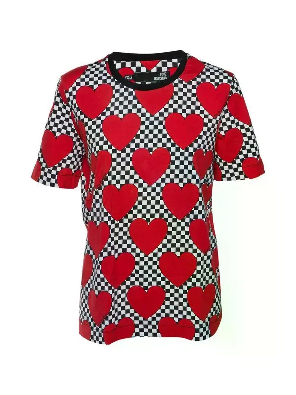 Moschino Checkered Heart-print T-shirt