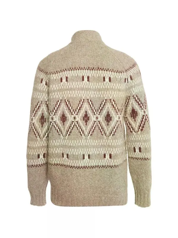 BRUNELLO CUCINELLI VINTAGE Fair Isle Zip-up Cardigan
