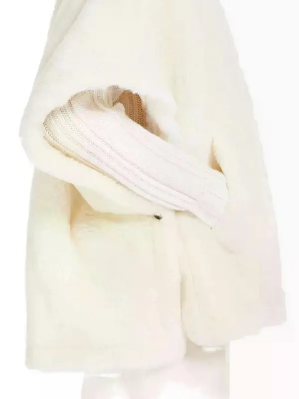 Max Mara Cape In Alpaca And Wool Teddy Fabric Optical White