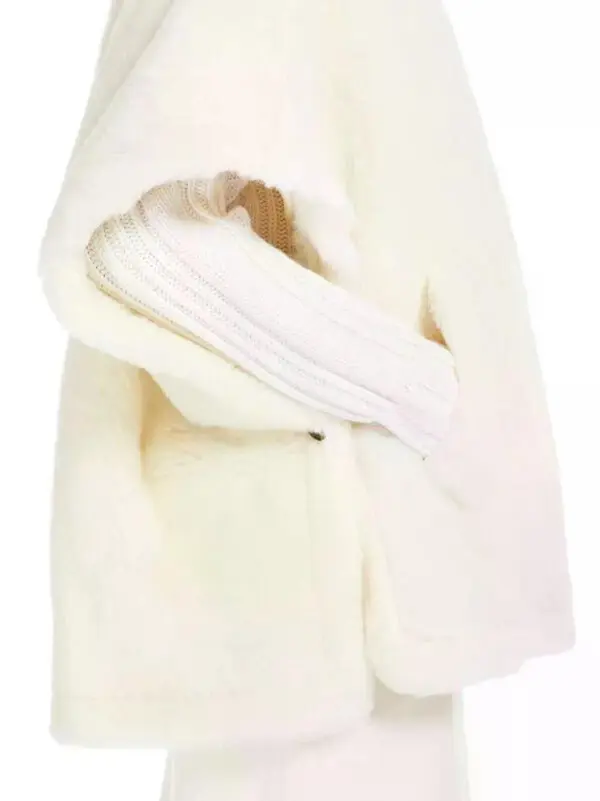 Max Mara Cape In Alpaca And Wool Teddy Fabric Optical White