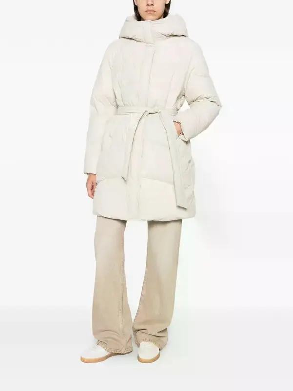SEA WING Belted Hooded Puffer Coat