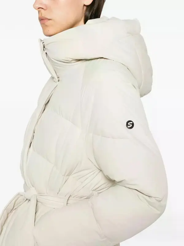SEA WING Belted Hooded Puffer Coat