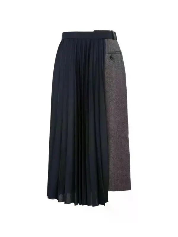 Sacai Pleated Wool Maxi Skirt