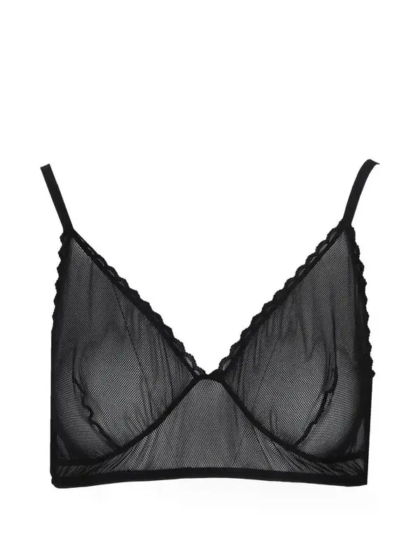 LAURA URBINATI Mesh-panelled Scalloped-trim Bra - Black
