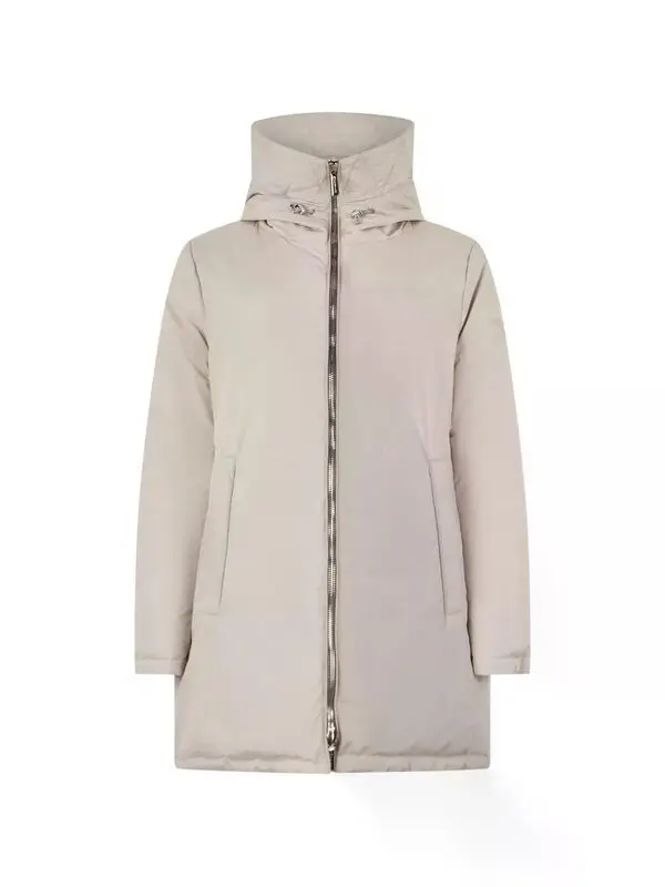 MOORER Ivory-str Padded Hooded Coat - Neutrals