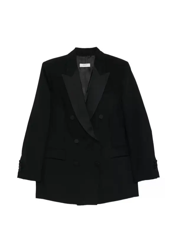 NINA 14.7 Double-breasted Peak-lapel Jacket - Black