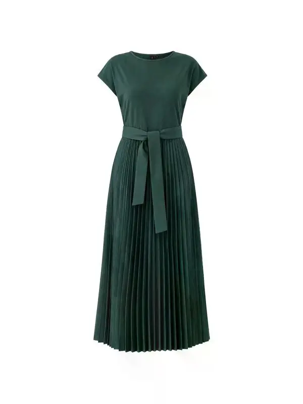 Max Mara Pleated Belted Midi Dress