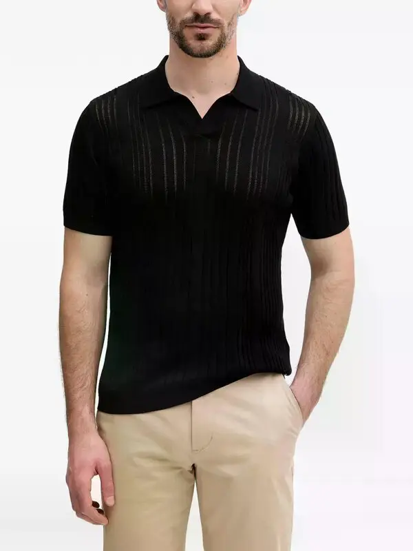 Karl Lagerfeld Pointelle-knit Ribbed Polo Shirt