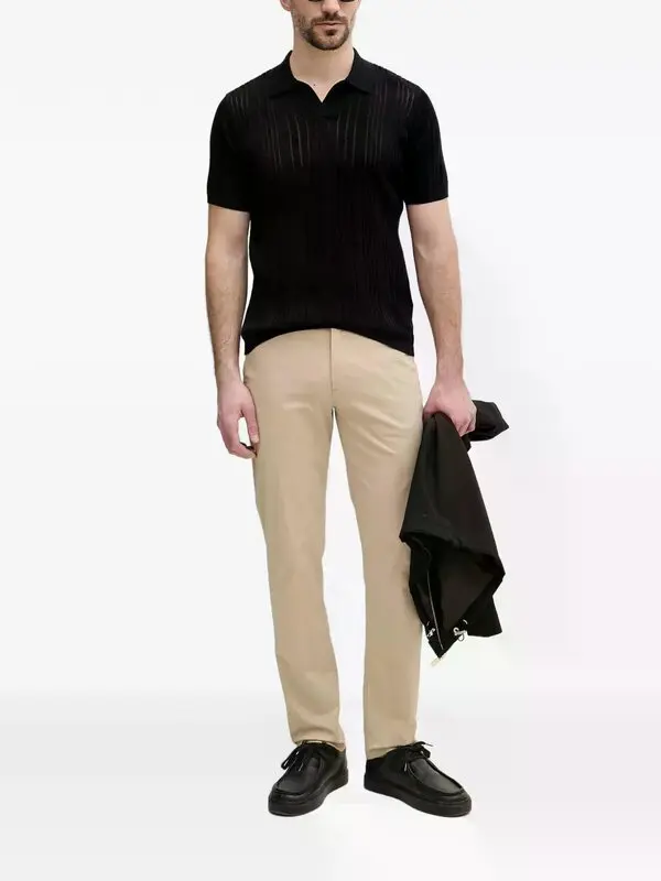 Karl Lagerfeld Pointelle-knit Ribbed Polo Shirt