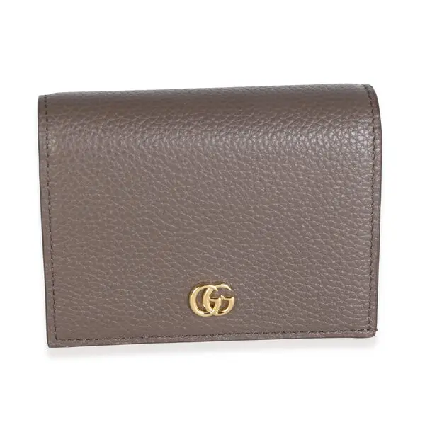 Gucci Bicolor Taupe Pink Textured Calfskin Gg Marmont Wallet - Brown