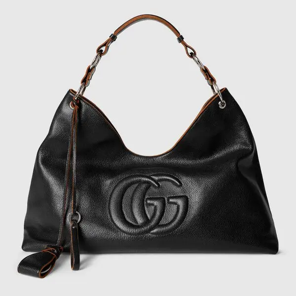 Gucci Large Shoulder Bag With Double G Detail Leather