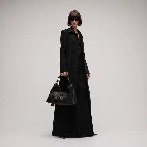 Gucci Large Shoulder Bag With Double G Detail Leather