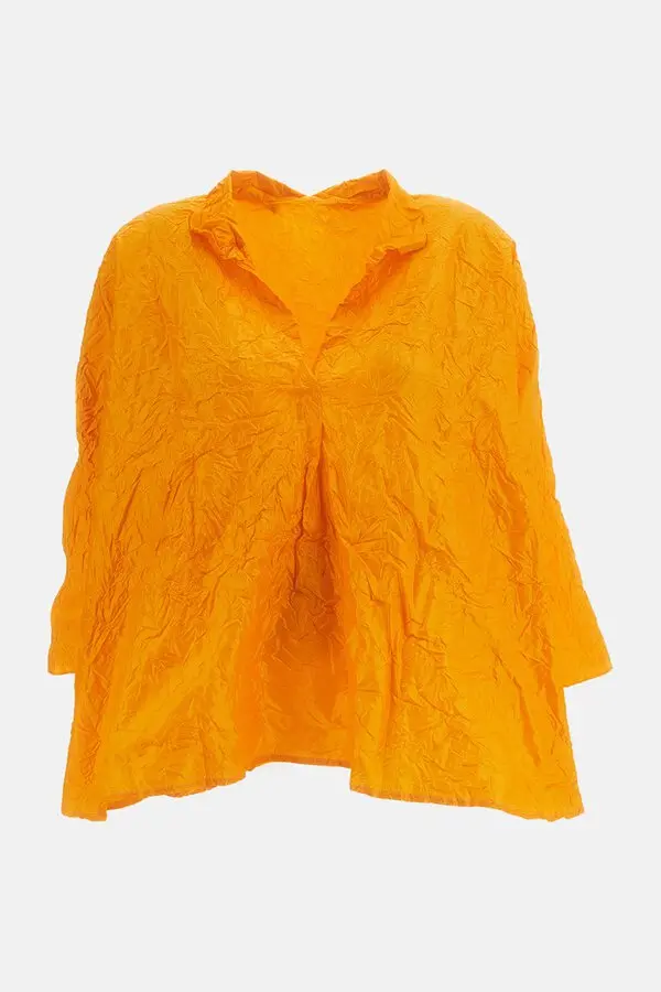 DANIELA GREGIS Collar Washed Silk Shirt