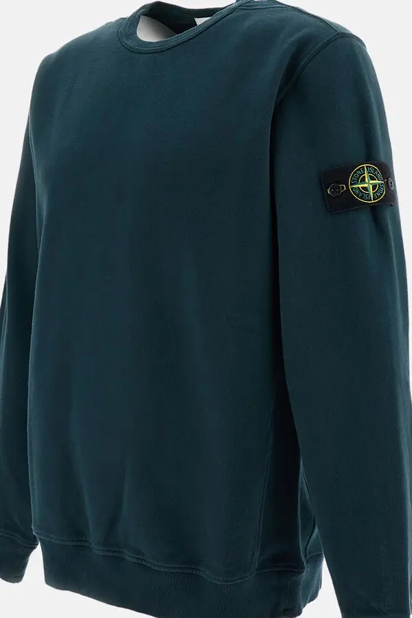 STONE ISLAND Brushed Organic Cotton Fleece Crewneck Sweatshirt