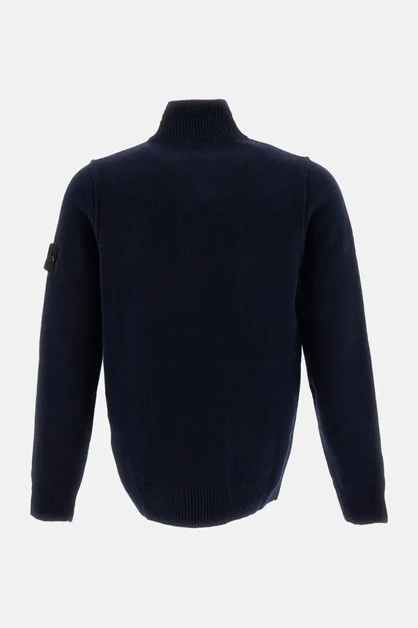 Stone Island Lambswool Half-zip And Button Sweater