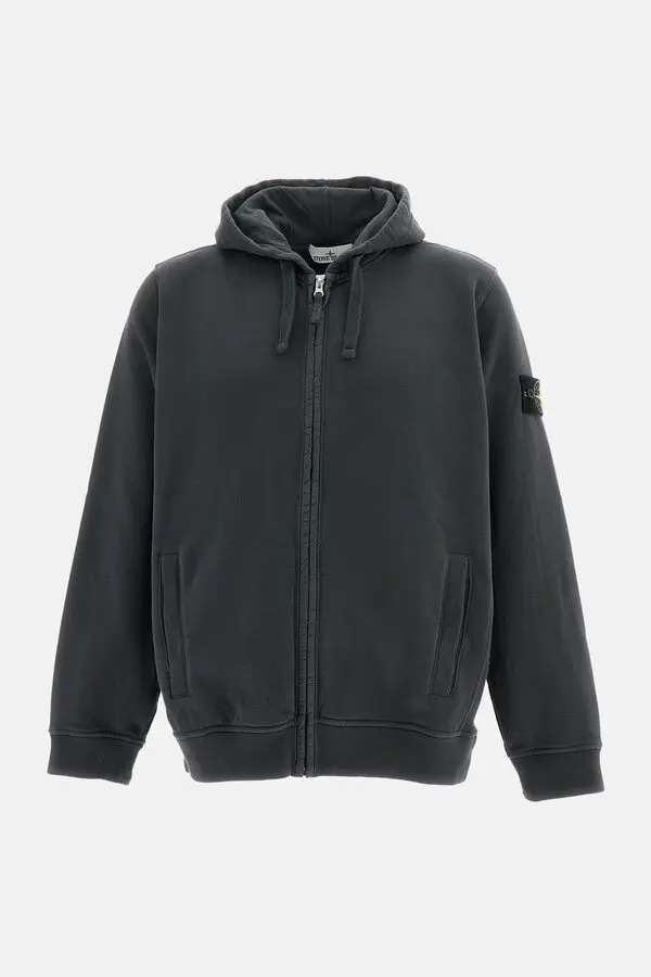 Stone Island Brushed Organic Cotton Fleece Zip Hooded Sweatshirt - Multicolor