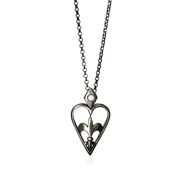 MYRTO KATRAMADOU JEWELLERY Heartshield – Pendant Black-plated Silver - White/black