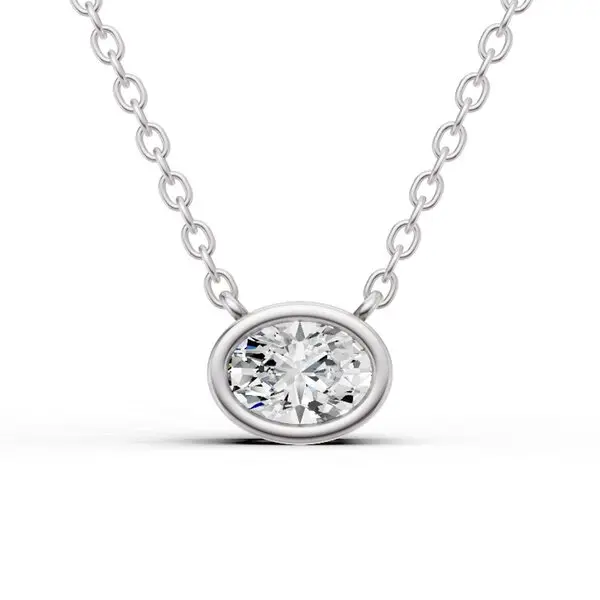 SEREIA OFFICIAL 14k Gold 0.5 Ct Lab-grown Diamond Solitaire Bezel Pendant White Gold