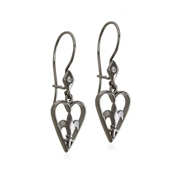 MYRTO KATRAMADOU JEWELLERY Heartshield – Hook Earrings Black-plated Silver