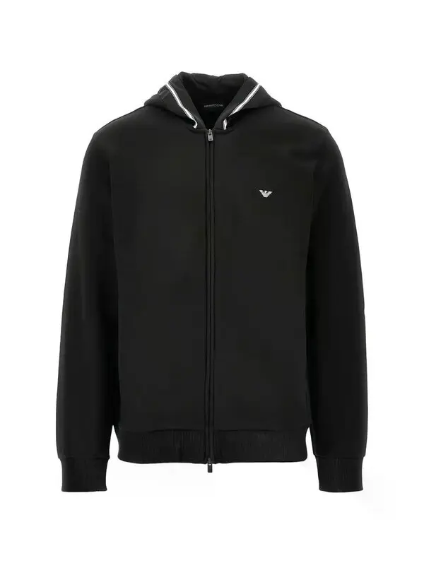 Emporio Armani Logo-print Zip-up Hoodie - Black