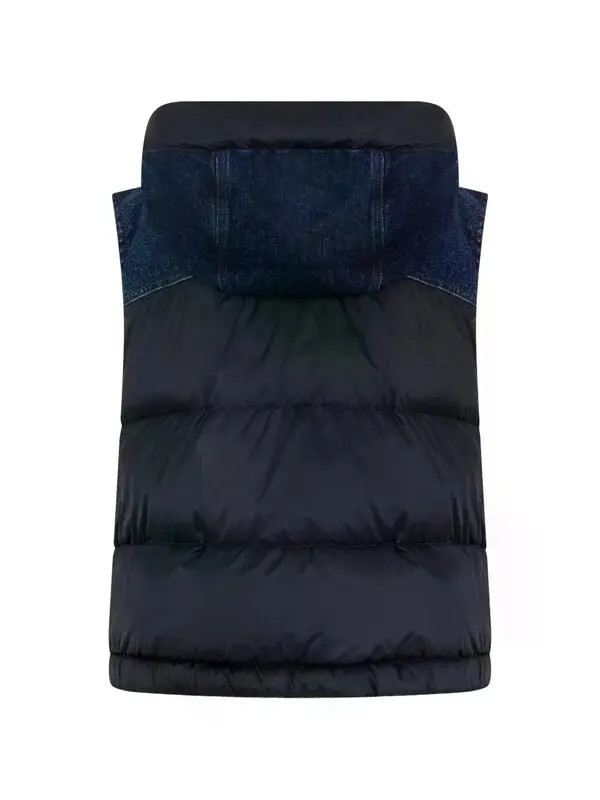 MOORER Denim-panelled Padded Gilet