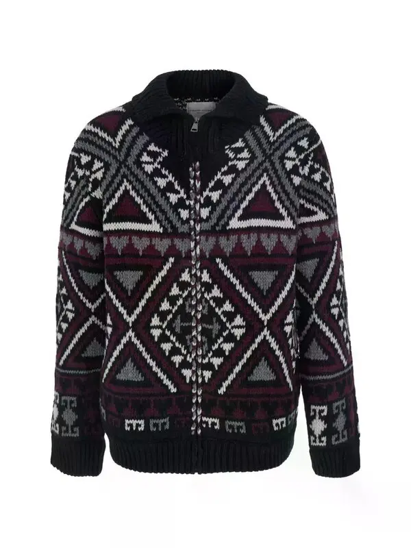 ROBERTO COLLINA Geometric-pattern Zip-up Cardigan