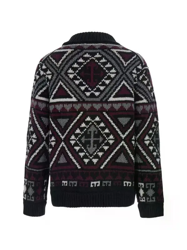 ROBERTO COLLINA Geometric-pattern Zip-up Cardigan