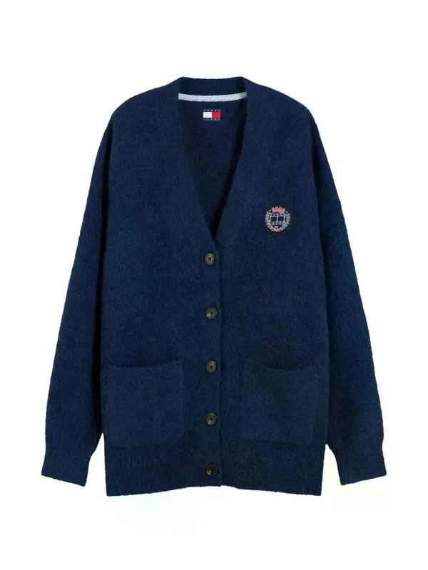 Tommy Hilfiger Logo-patch V-neck Cardigan - Blue