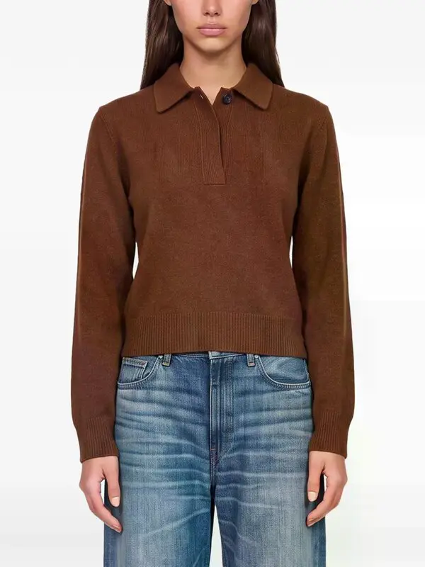 HAIKURE Polo-collar Long-sleeve Polo Sweater