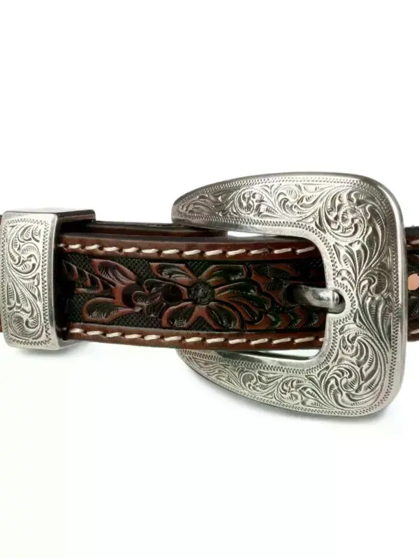 STETSON Floral-tooled Leather Belt