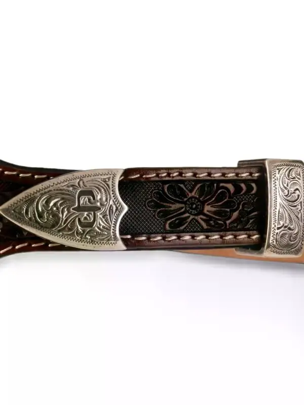 STETSON Floral-tooled Leather Belt