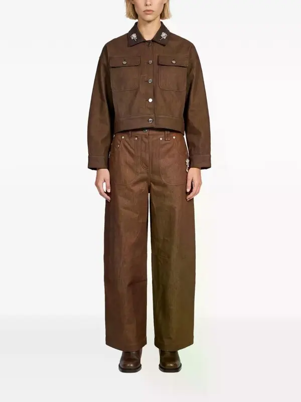Simone Rocha Embellished-collar Denim Jacket