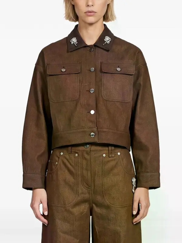 Simone Rocha Embellished-collar Denim Jacket