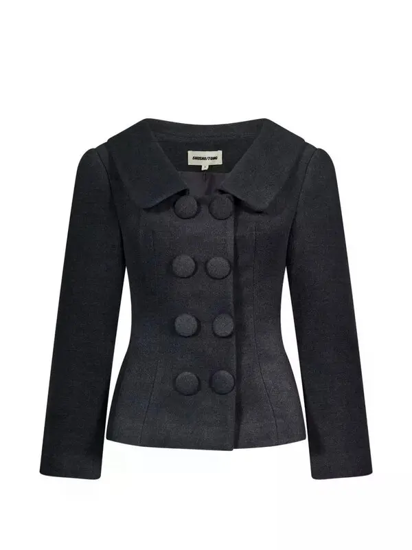 SHUSHU/TONG Double-breasted Peter Pan Collar Fitted Blazer