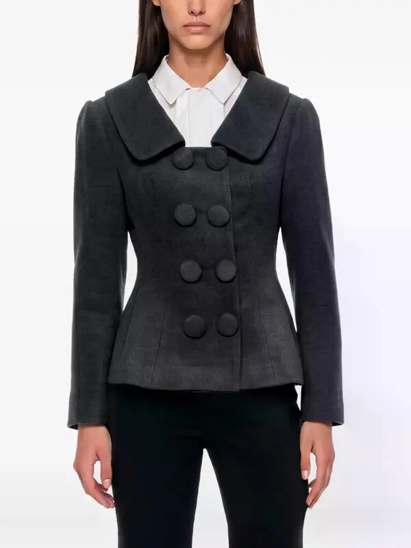 SHUSHU/TONG Double-breasted Peter Pan Collar Fitted Blazer