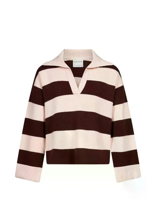 FORTE FORTE Striped Polo-collar Sweater