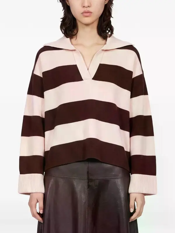 FORTE FORTE Striped Polo-collar Sweater