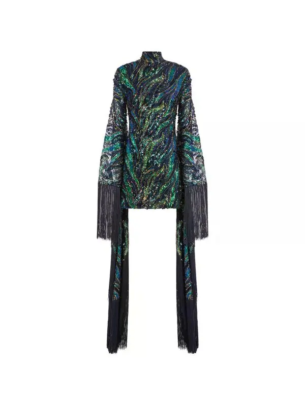 TALLER MARMO Disco Dragon Fringed Sequin-embellished Mini Dress