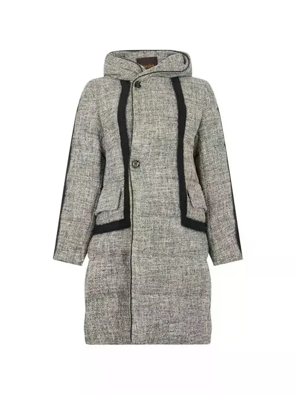 MOORER Tweed-effect Hooded Coat - Grey