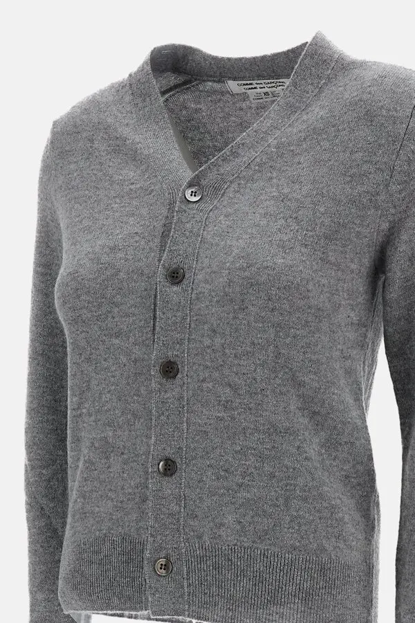 Comme Des Garçons Cardigan In Cashmere Con Scollo A V - Grigio