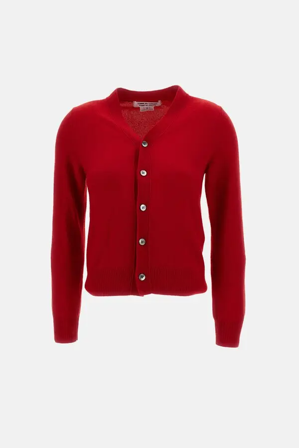 Comme Des Garçons Cardigan Scollo A V In Cashmere - Rosso