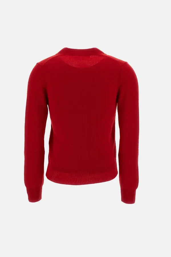 Comme Des Garçons Cardigan Scollo A V In Cashmere - Rosso