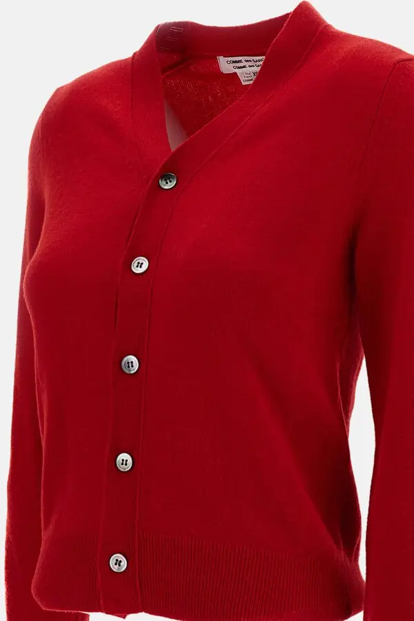 Comme Des Garçons Cardigan Scollo A V In Cashmere - Rosso