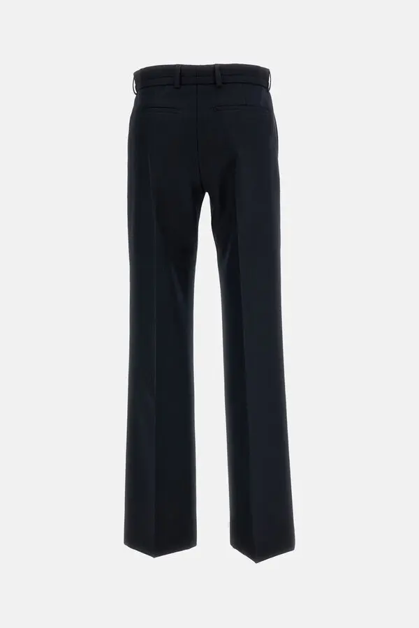 Dries Van Noten Pantaloni Presta In Lana Con Cintura - Blu