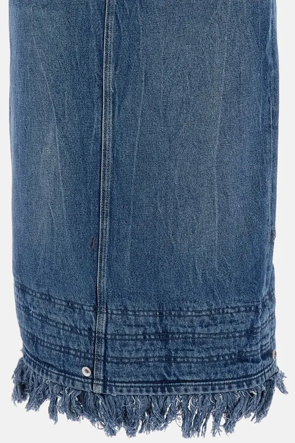 Rabanne Gonna Midi In Denim Con Frange