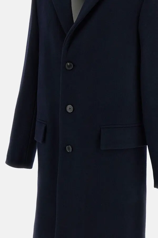 Dries Van Noten Cappotto In Misto Lana Rustic - Blu