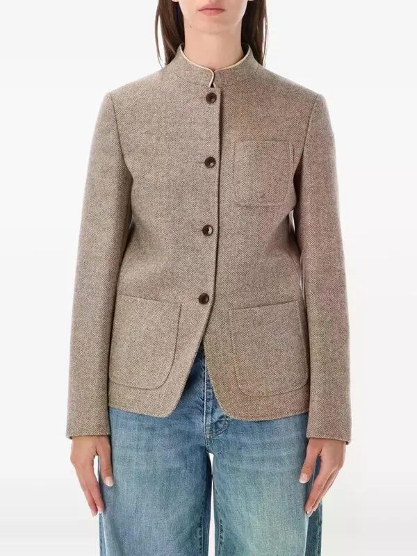 FORTELA Fanny Herringbone-pattern Band-collar Blazer