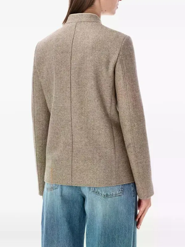 FORTELA Fanny Herringbone-pattern Band-collar Blazer