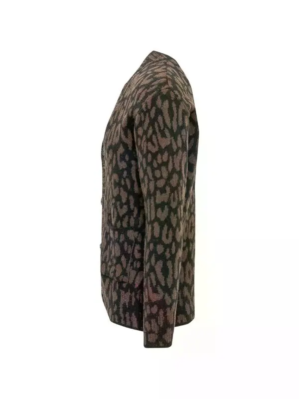 A PAPER KID Leopard-print Knitted Cardigan