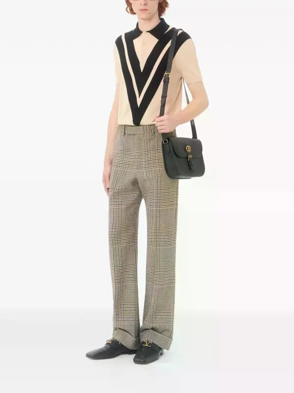 Valentino Garavani Cotton Polo Shirt With Inlaid V - Neutrals